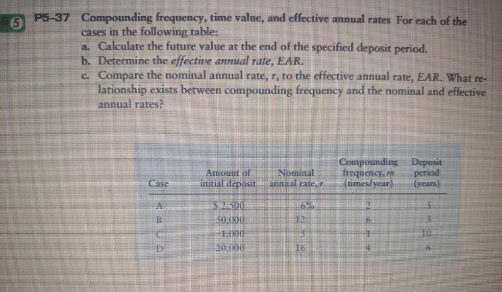 Solved P5-37 Compounding frequency, time value, and | Chegg.com