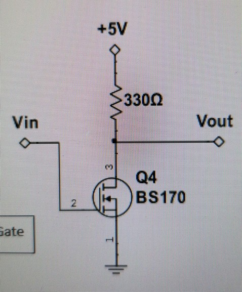 Solved 333002 Vin Vout BS170 Gate Using the Vout | Chegg.com