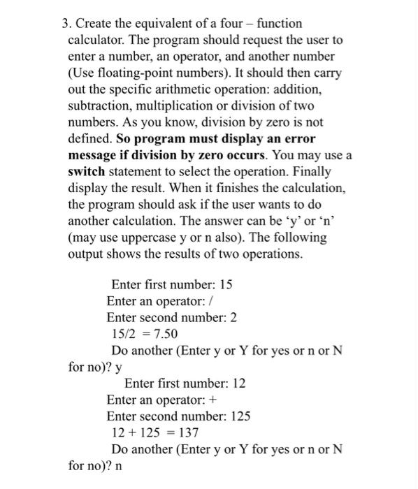 Solved 3. Create the equivalent of a four -function | Chegg.com