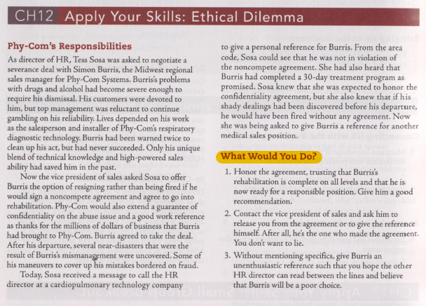 Solved CH12 Apply Your Skills: Ethical Dilemma Phy-Com's | Chegg.com