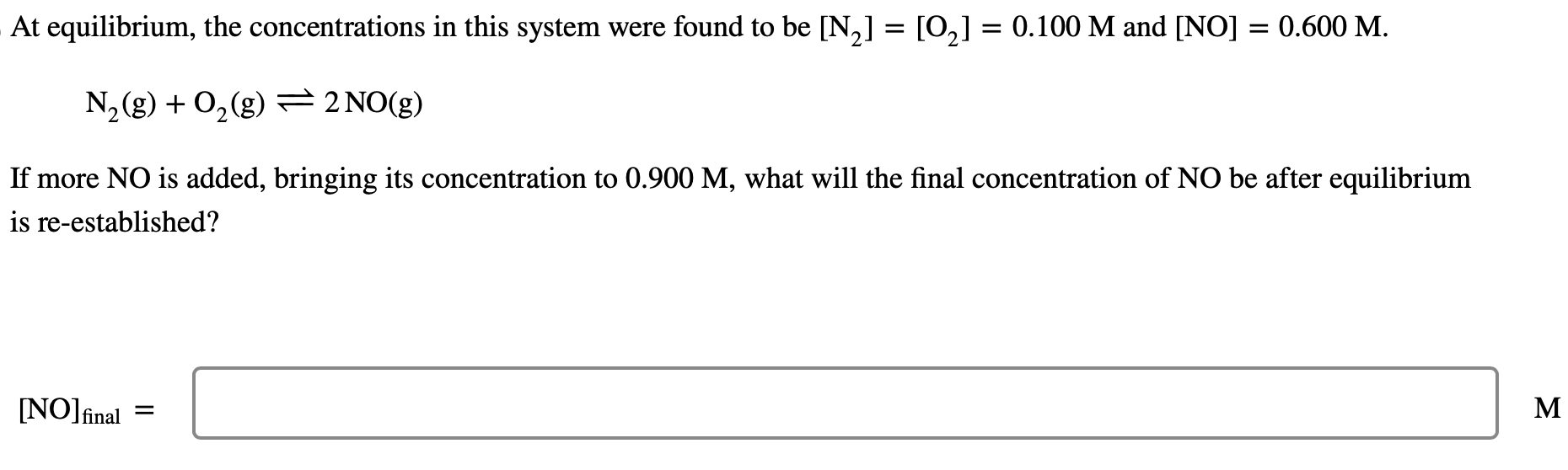 Solved At equilibrium, the concentrations in this system | Chegg.com