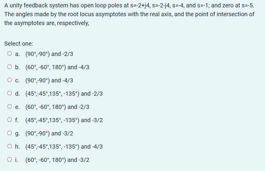 Solved A unity feedback system has open loop poles at | Chegg.com