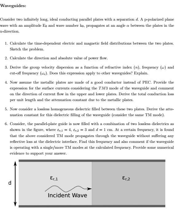 Solved Waveguides: Consider two infinitely long, ideal | Chegg.com