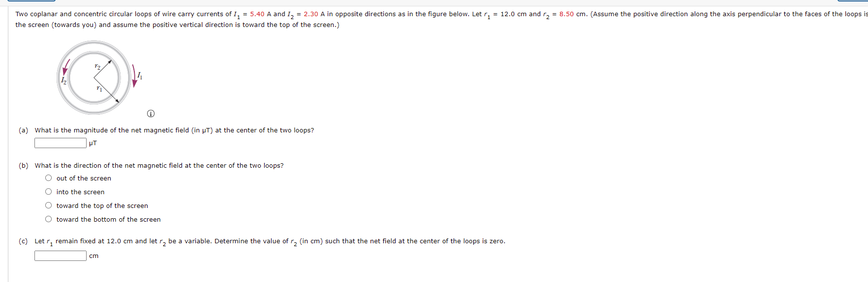 Solved Two coplanar and concentric circular loops of wire | Chegg.com