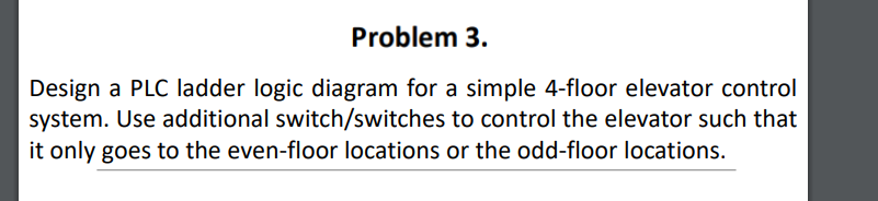 Solved by an EXPERT Problem 3.Design a PLC ladder logic diagram for a ...