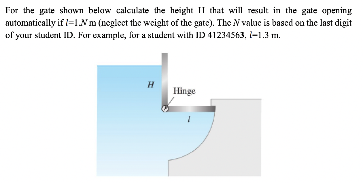 Solved For the gate shown below calculate the height H that | Chegg.com