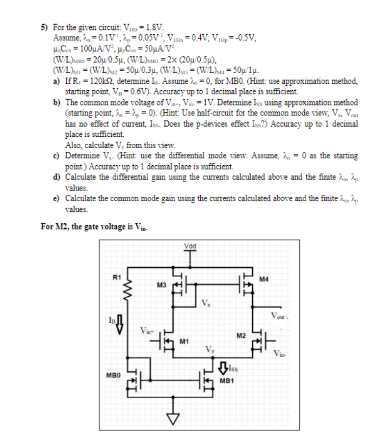 Solved 5) For the given circuit: Vpp = 1.8V. Assume,,= | Chegg.com