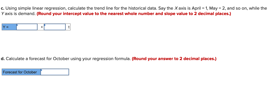 Solved c. Using simple linear regression, calculate the | Chegg.com