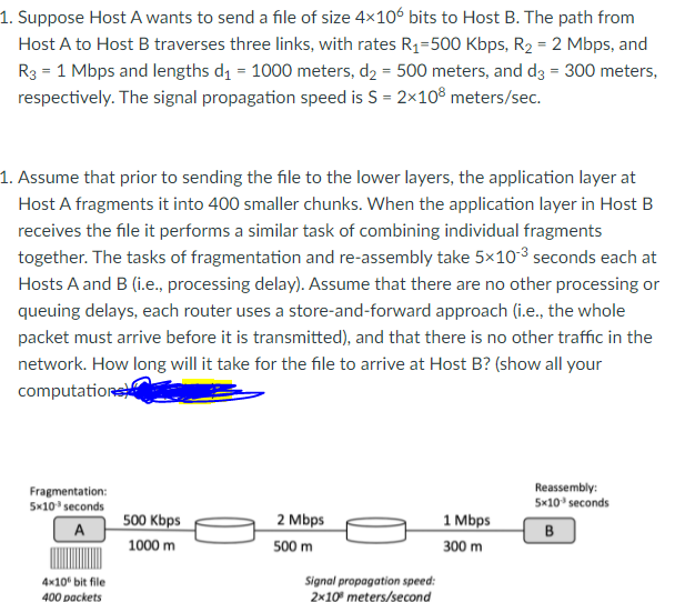 Solved 1. Suppose Host A wants to send a file of size 4x106 | Chegg.com