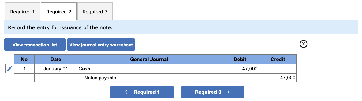 Solved On January 1,$47,000 cash is borrowed from a bank in | Chegg.com