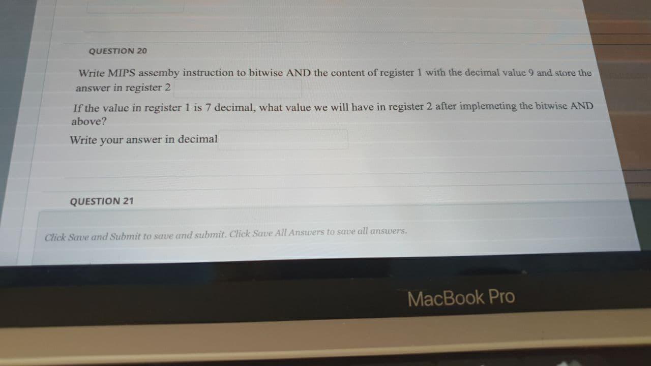 Solved Question 20 Write Mips Assemby Instruction To Bitwise