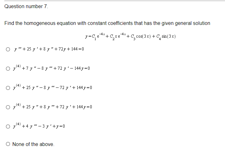 Solved Find the homogeneous equation with constant | Chegg.com
