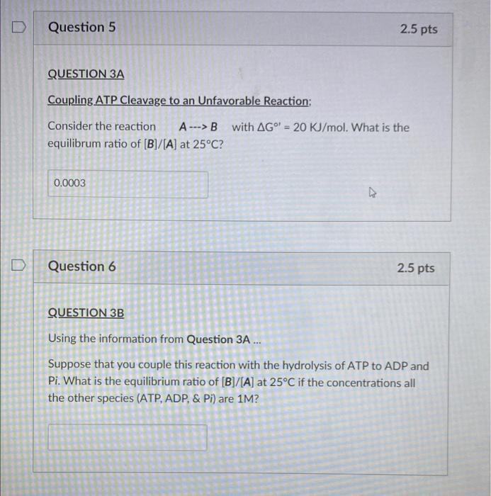 Solved Coupling ATP Cleavage to an Unfavorable Reaction: | Chegg.com