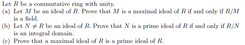 Solved Let R be a commutative ring with unity. (a) Let M be | Chegg.com