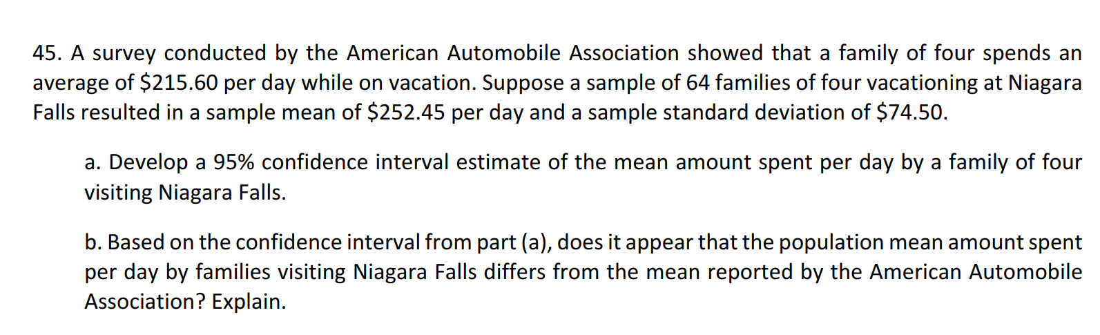 Solved 45. A survey conducted by the American Automobile | Chegg.com