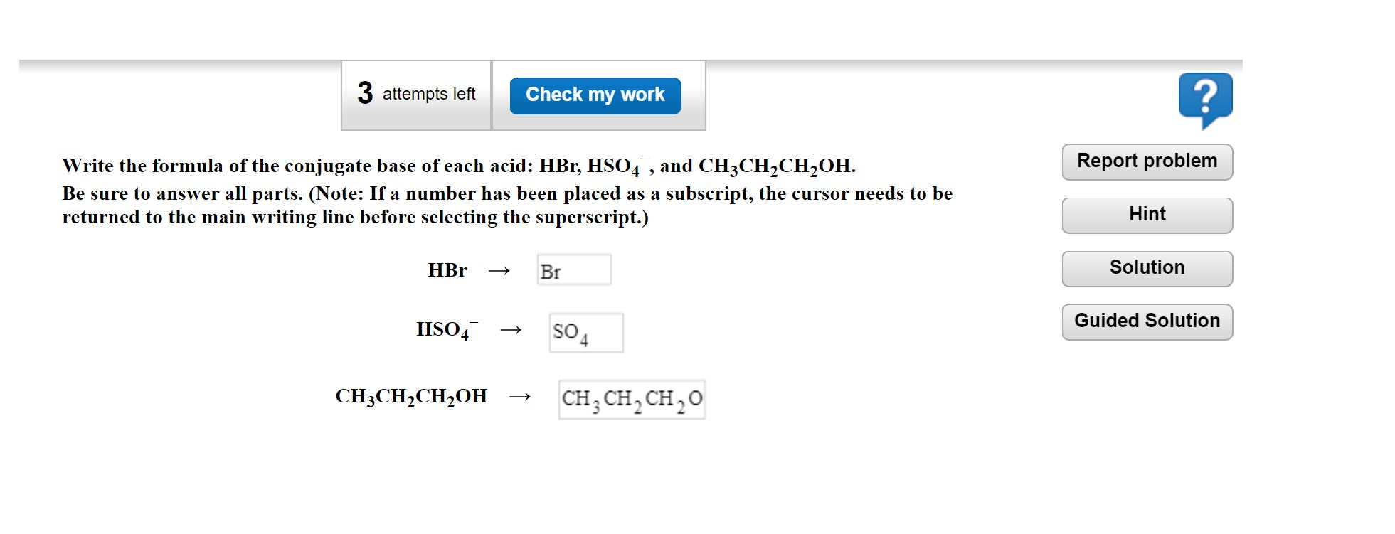 Solved attempts left Check my work 2 Report problem Write | Chegg.com