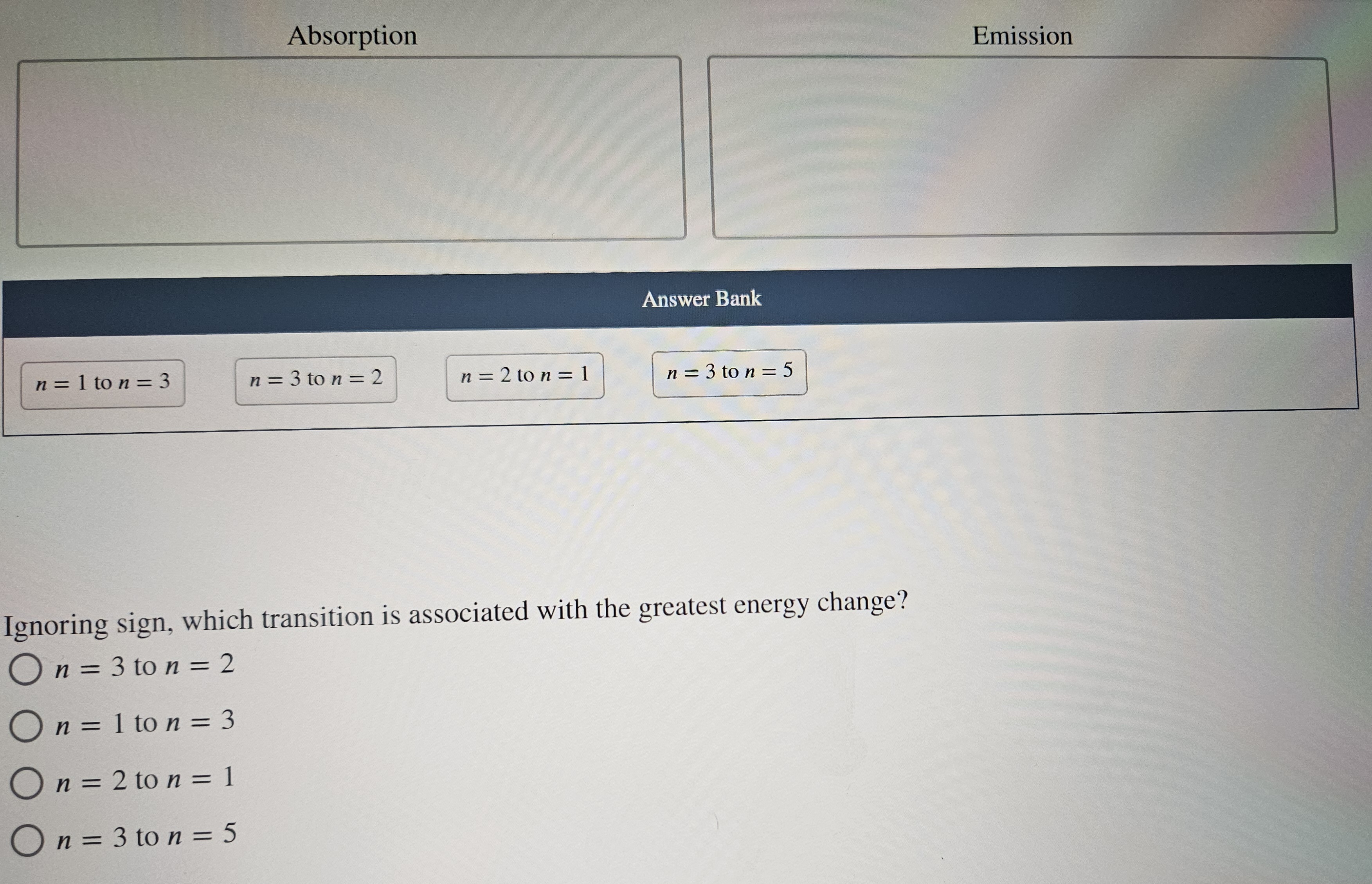 Solved Ignoring sign, which transition is ﻿associated with | Chegg.com