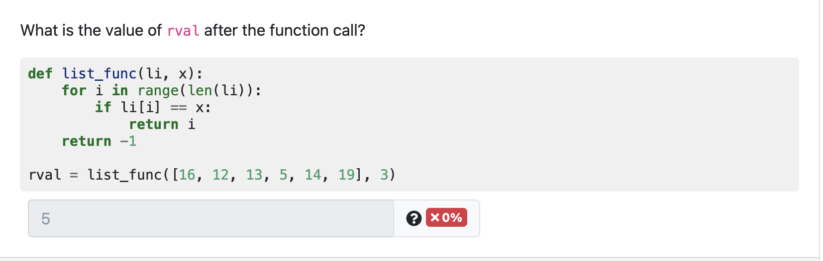Solved What is the value of rval after the function call? | Chegg.com