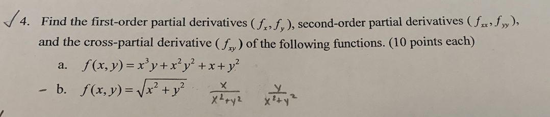 Solved 4. Find the first-order partial derivatives (ff.), | Chegg.com