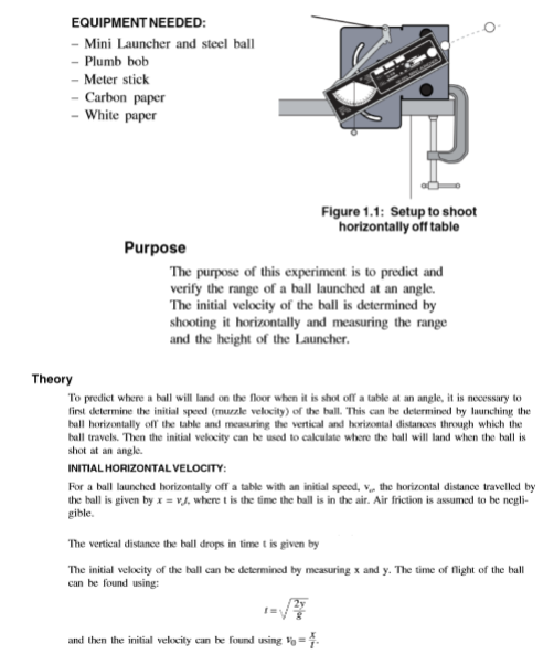 EQUIPMENT NEEDED: - Mini Launcher and steel ball - | Chegg.com