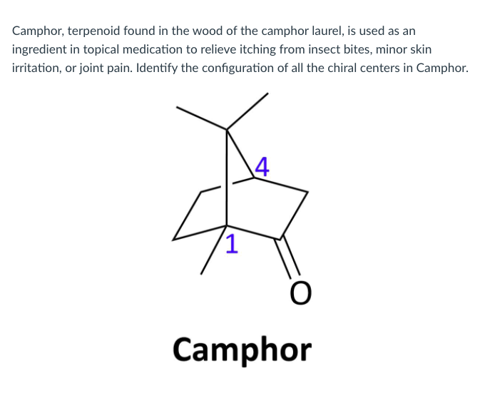 Solved Camphor, terpenoid found in the wood of the camphor | Chegg.com