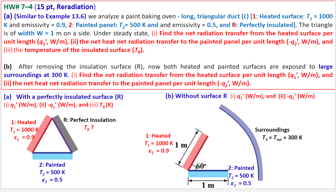 Solved HW# 7–4 (15 pt, Reradiation) (a) (Similar to Example | Chegg.com