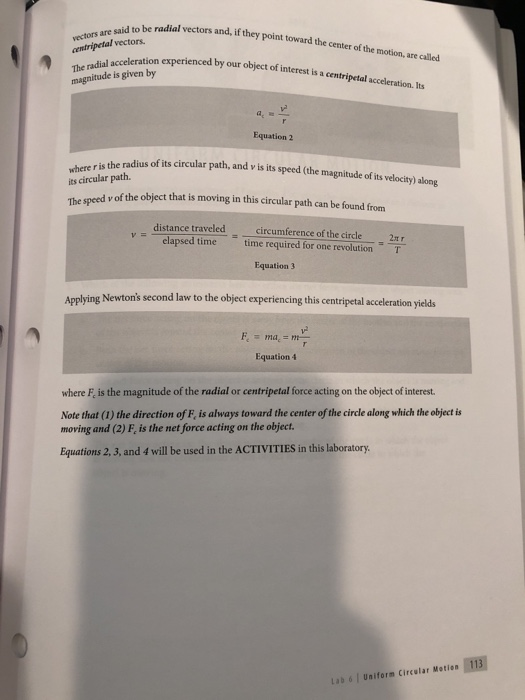 Solved LAB 6 UNIFORM CIRCULAR MOTION OBJECTIVES In the | Chegg.com
