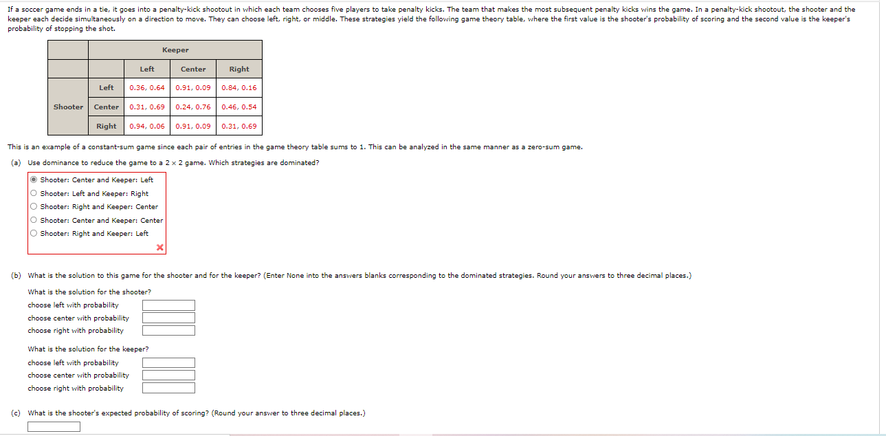 This is an example of a constant-sum game since each | Chegg.com