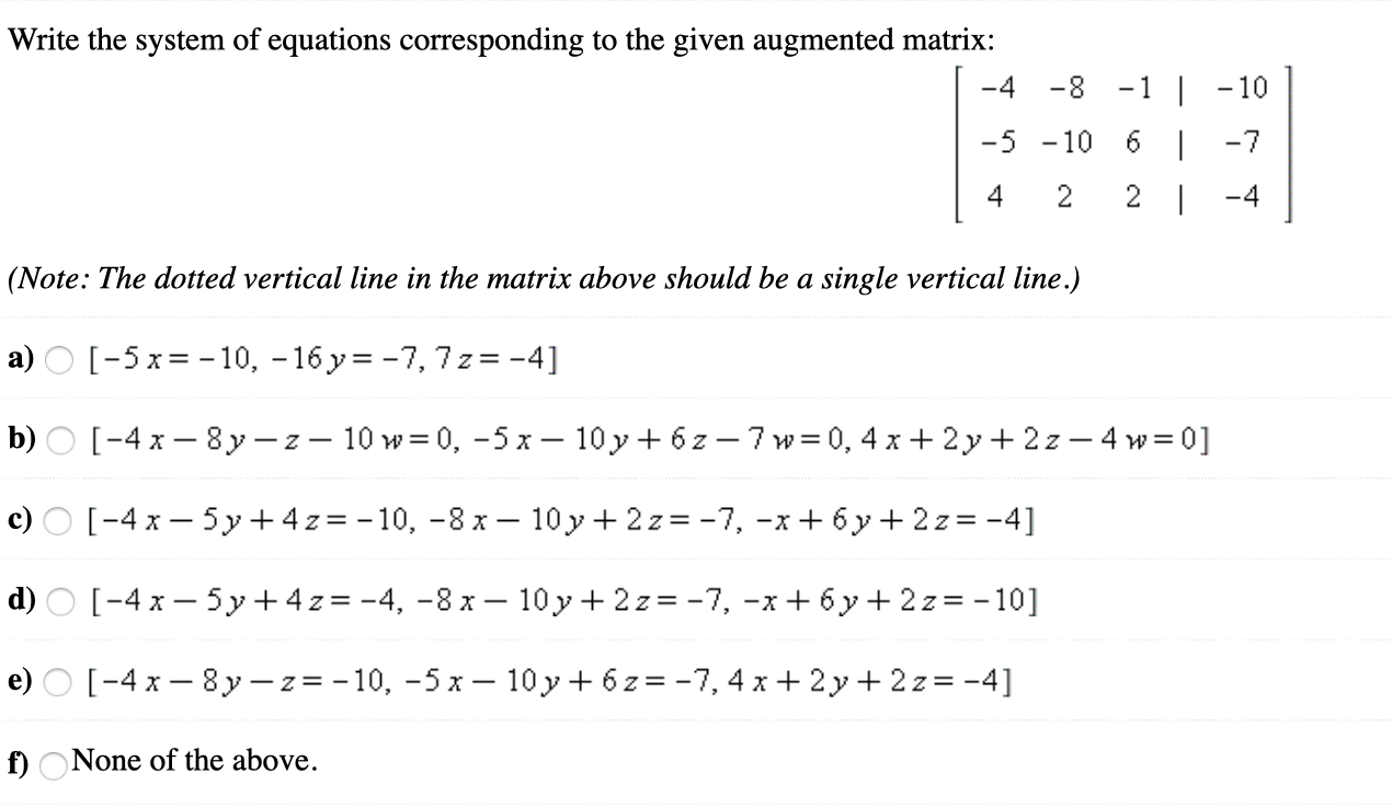 Solved Write the system of equations corresponding to the | Chegg.com