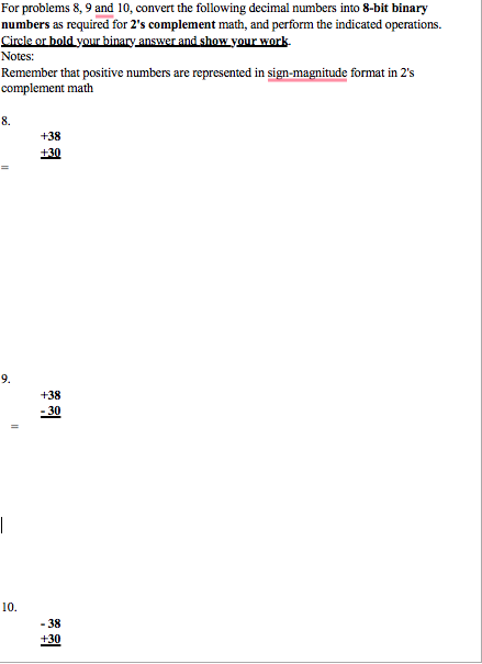 Solved For problems 8,9 and 10 , convert the following | Chegg.com