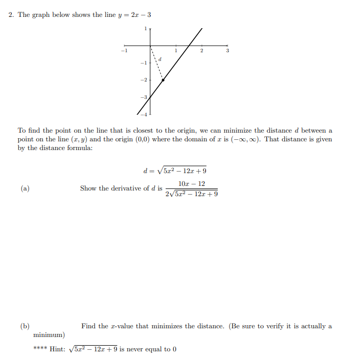 Solved 2. The graph below shows the line y=2x−3 To find the | Chegg.com