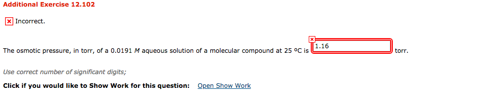 Solved Additional Exercise 12.102 XIncorrect. 1.16 The | Chegg.com