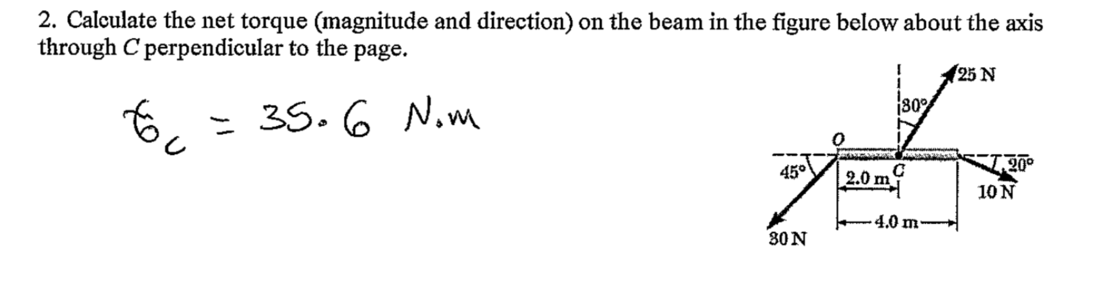 Solved 2. Calculate the net torque (magnitude and direction) | Chegg.com