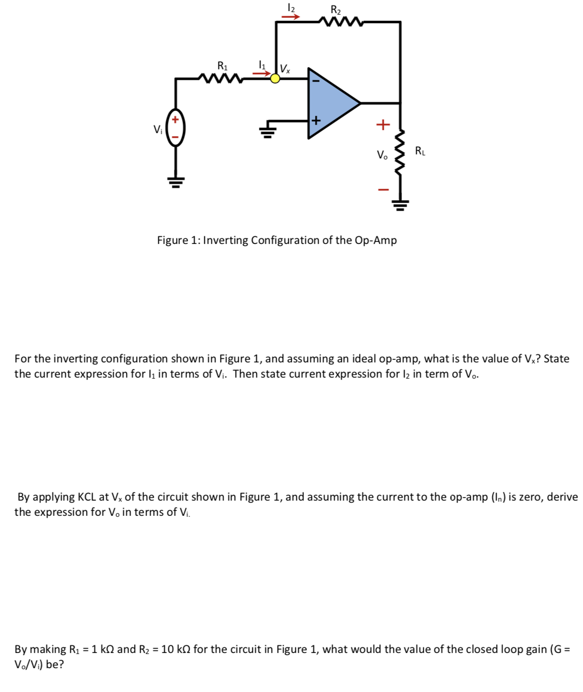 Solved Figure 1: Inverting Configuration of the Op-Amp For | Chegg.com