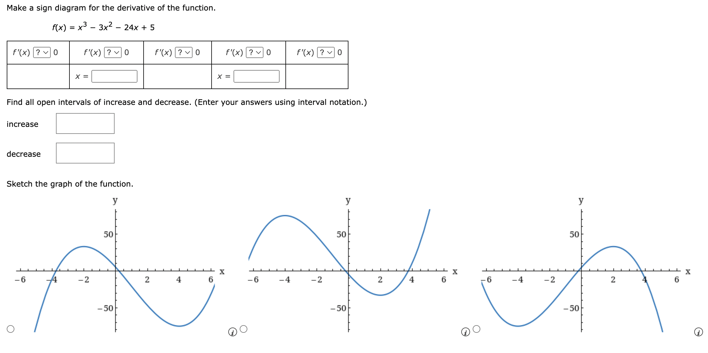 Make a sign diagram for the derivative of the | Chegg.com