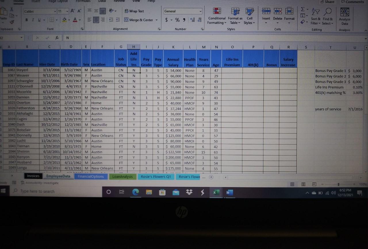 Solved EMPLOYEE DATA WORKSHEET 1. Employees who elect | Chegg.com
