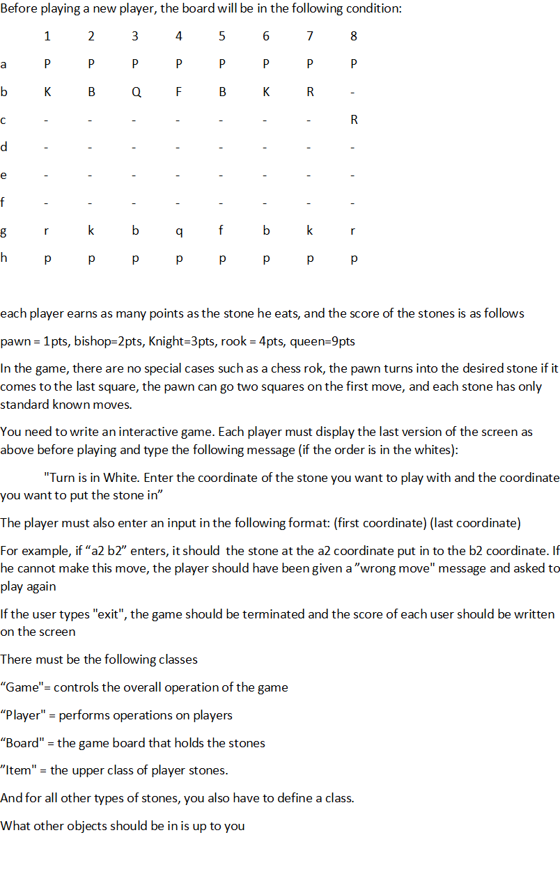 Solved We will develop a different version of chess. One of | Chegg.com