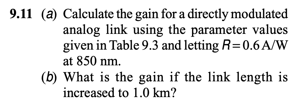 Solved 11 (a) Calculate the gain for a directly modulated | Chegg.com