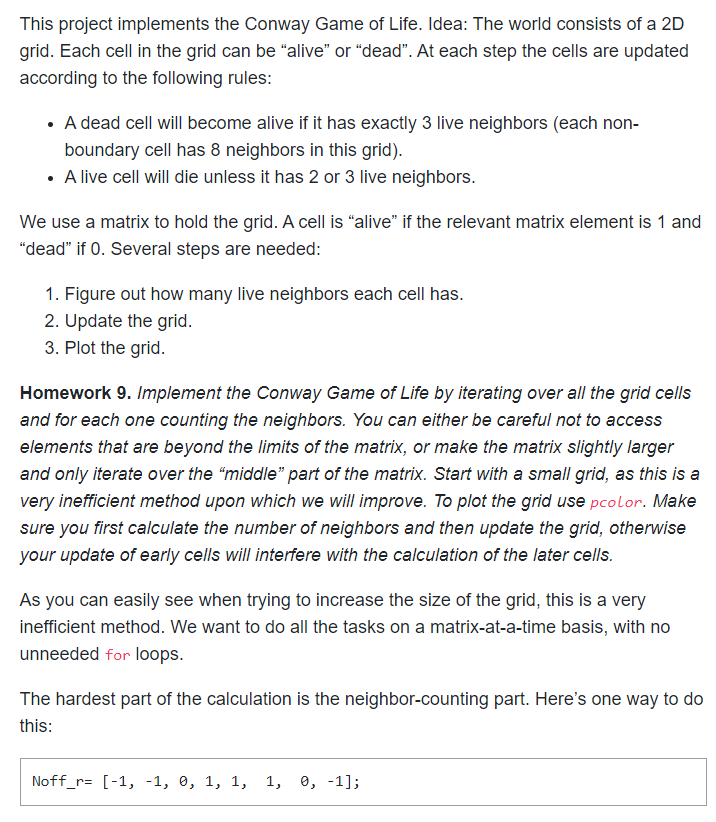 Solved This project implements the Conway Game of Life. | Chegg.com