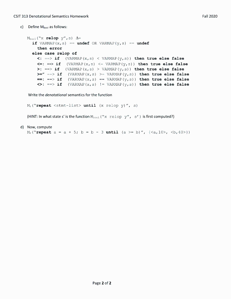 Denotational Semantics Practice Exercises Throughout | Chegg.com