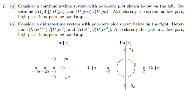 Solved 7. (a) Consider a continuous-time system with | Chegg.com