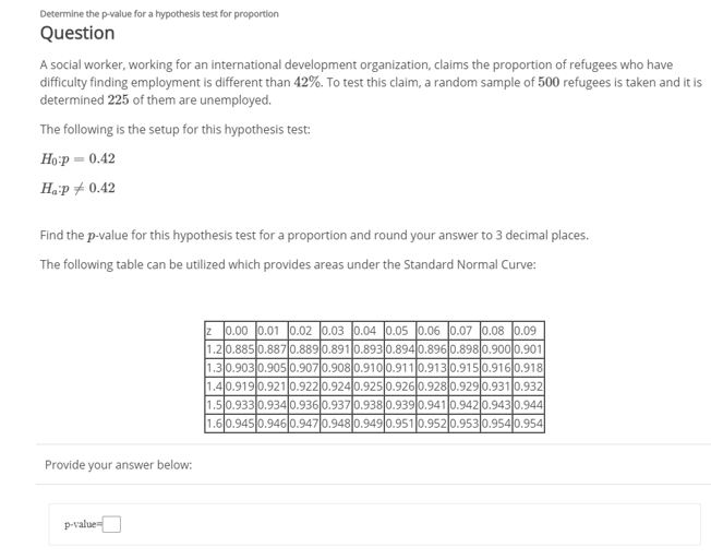 Solved Determine the p-value for a hypothesis test for | Chegg.com