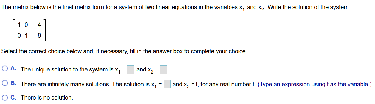 Solved Determine if the following matrix is in reduced form. | Chegg.com