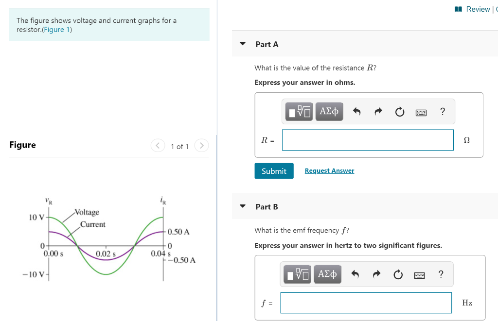 Solved M Review The Figure Shows Voltage And Current Graphs