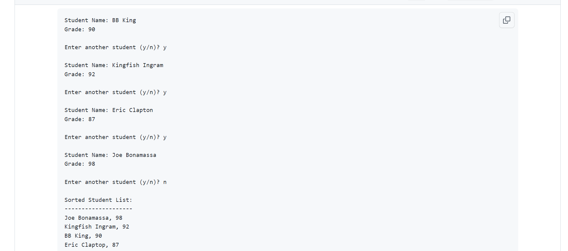 Solved Write a Polymorphic Sorted Link List of Grades In | Chegg.com