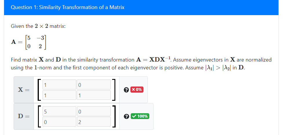 Solved Question 1: Similarity Transformation of a Matrix | Chegg.com