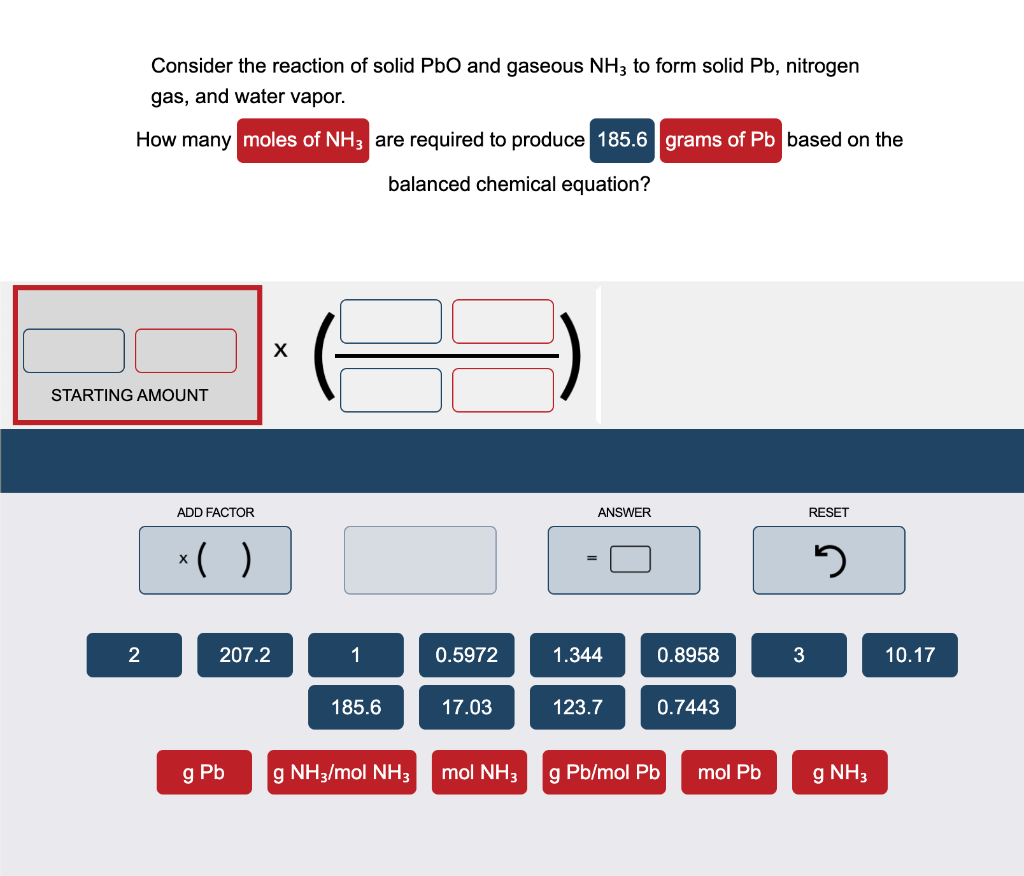Solved Consider the reaction of solid PbO and gaseous NH3 to | Chegg.com