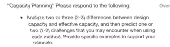 Solved Capacity Planning Please respond to the following: | Chegg.com