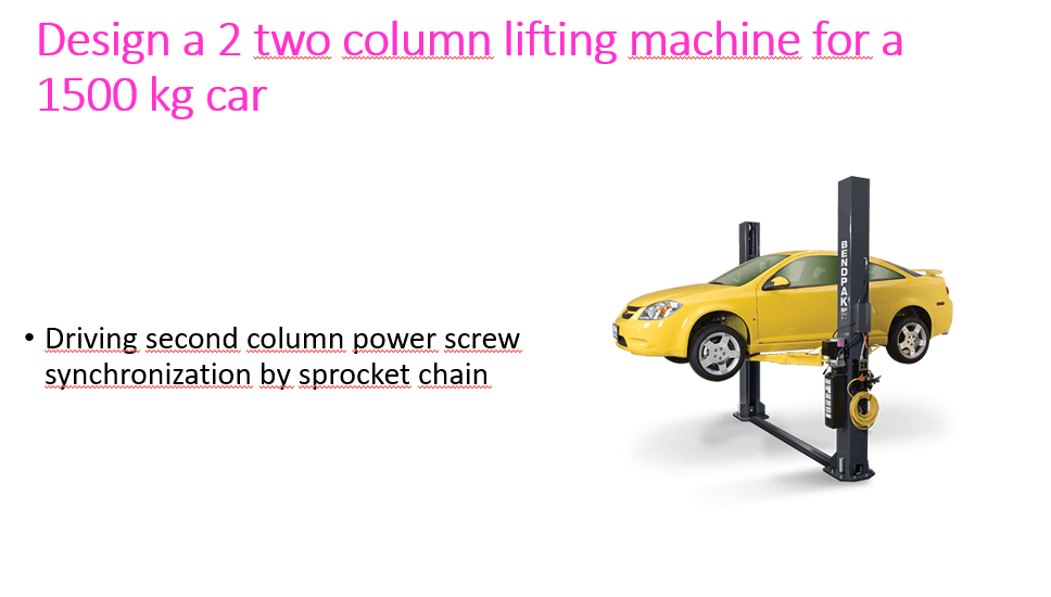 Solved Design a 2 two column lifting machine for a 1500 kg | Chegg.com