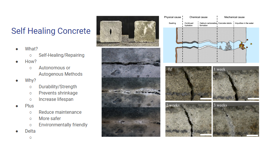 Solved What are some deltas of self-healing concrete? | Chegg.com